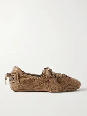 Acne Studios Leather-trimmed Paneled Suede Sneakers - Neutrals