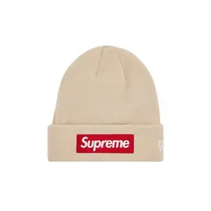 Supreme X New Era Box Logo Beanie - Cream