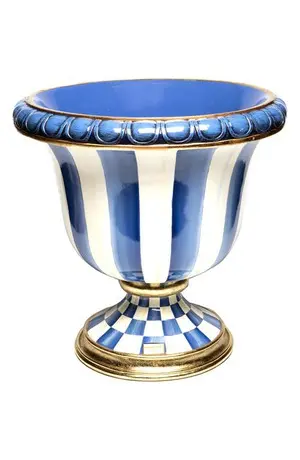 MACKENZIE-CHILDS Royal Stripe Urn - Blue/white