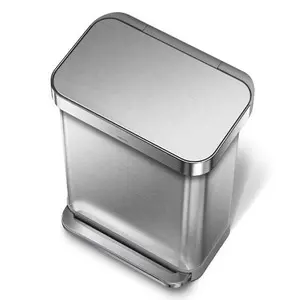 SIMPLEHUMAN 55l Rectangular Step Can With Liner Pocket - Brushed