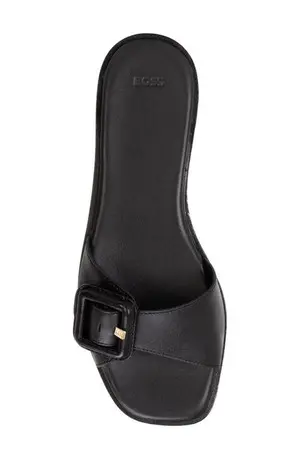 BOSS Charlize Leather Slide Sandal - Black