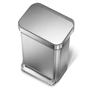 SIMPLEHUMAN 45l Rectangular Step Can With Liner Pocket - Brushed