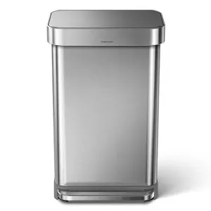 SIMPLEHUMAN 45l Rectangular Step Can With Liner Pocket - Brushed