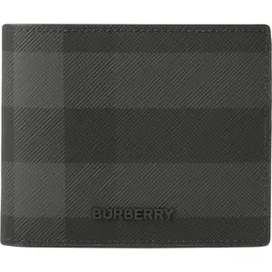 Burberry Check Slim Bifold Wallet - Charcoal