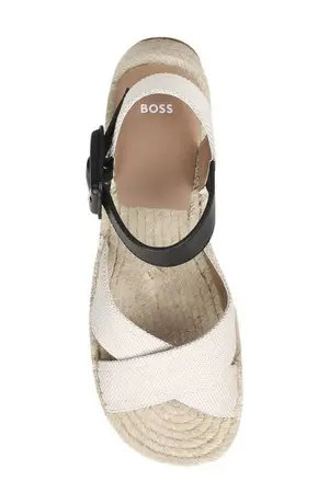 BOSS Espadrille Ankle Strap Platform Wedge Sandal - Natural
