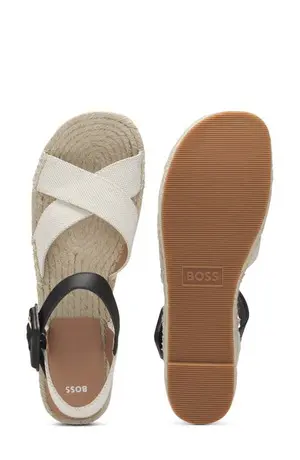 BOSS Espadrille Ankle Strap Platform Wedge Sandal - Natural