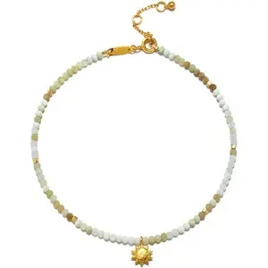 SATYA JEWELRY Peruvian Opal Sun Anklet - White