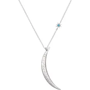 SATYA JEWELRY Illuminated Path Moon Pendant Necklace - Silver