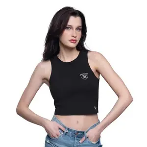 STARTER Las Vegas Raiders Show Up Cropped Tank Top - Black