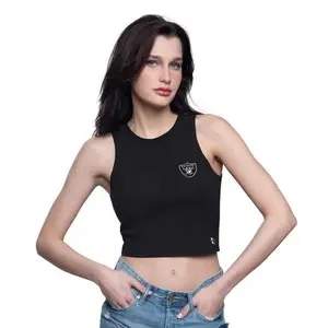 STARTER Las Vegas Raiders Show Up Cropped Tank Top - Black