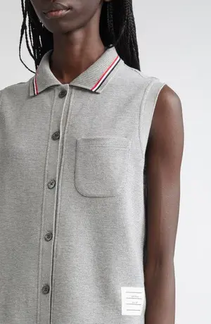 Thom Browne Cotton & Silk Sleeveless Button-up Shirt