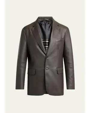 Brioni Monti Deerskin Single-breasted Blazer - Brown