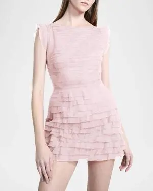 Bcbgmaxazria Sleeveless Tiered Tulle Mini Dress - Blossom