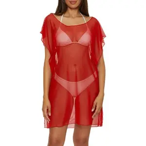 BECCA By Rebecca Virtue Mesh Cover-up Tunic - Ruby