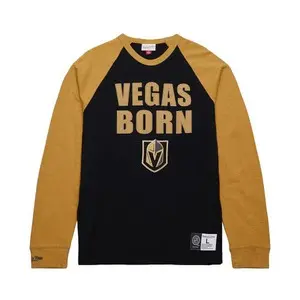 Mitchell & Ness Gold Vegas Golden Knights Legendary Slub Raglan Long Sleeve T-shirt - Black