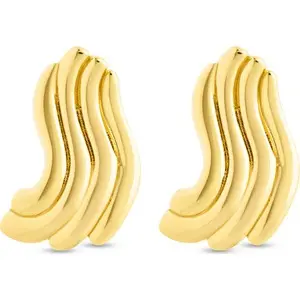 Sterling Forever Sylvie Ripple Statement Stud Earrings - Gold