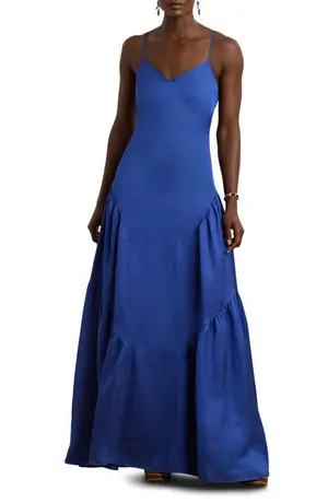 Ralph Lauren Shantung Tiered Gown