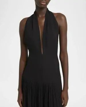 Proenza Schouler Tala Halter Viscose Georgette Dress - Black