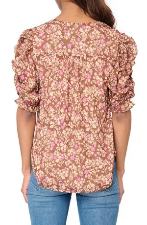 GIBSONLOOK Floral Print Puff Sleeve Top