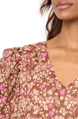 GIBSONLOOK Floral Print Puff Sleeve Top