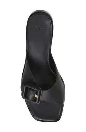 BOSS Leather Block Heel Slide Sandal