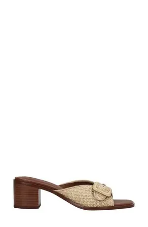 BOSS Leather Block Heel Slide Sandal - Light Beige
