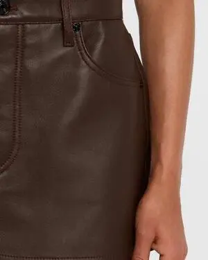 FRAME Leather Mini Skirt - Dark Brown