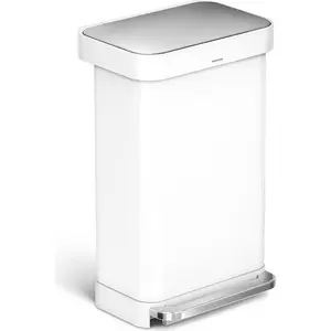 SIMPLEHUMAN 45l Rectangular Step Can With Liner Pocket - White