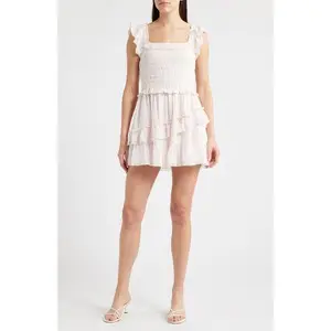 LoveShackFancy Eyelet Ruffle Mini Dress