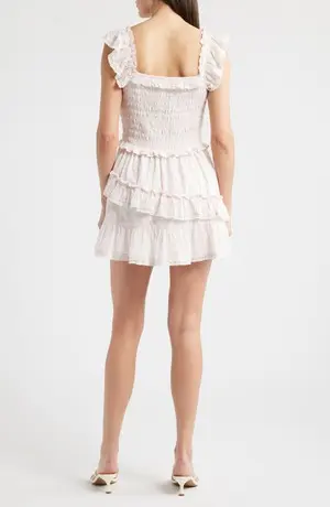 LoveShackFancy Eyelet Ruffle Mini Dress