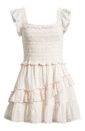 LoveShackFancy Eyelet Ruffle Mini Dress