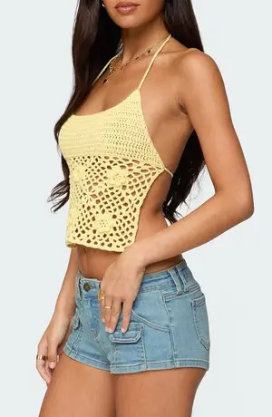 EDIKTED Crochet Halter Top