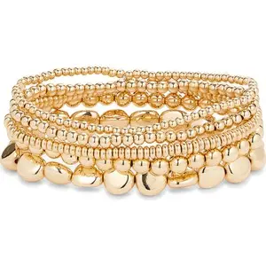 Nordstrom Set Of Beaded Stretch Bracelets - Gold