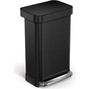 SIMPLEHUMAN 45l Rectangular Step Can With Liner Pocket - Matte Black