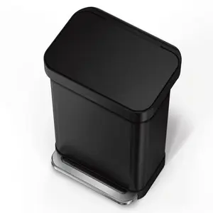 SIMPLEHUMAN 45l Rectangular Step Can With Liner Pocket - Matte Black
