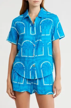 KILO BRAVA Print Cotton Short Pajamas - Resort Palms