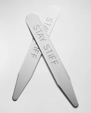 LINK UP Apos;s Brass Stay Stiff Collar Stays - Silver Tone