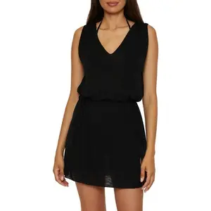 BCA BY REBECCA VIRTUE Holly Slub Cover-up Dress Black