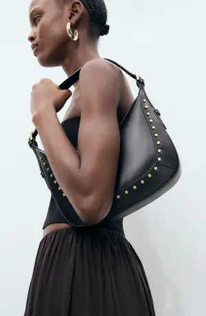 Mango Small Studded Faux Shoulder Bag