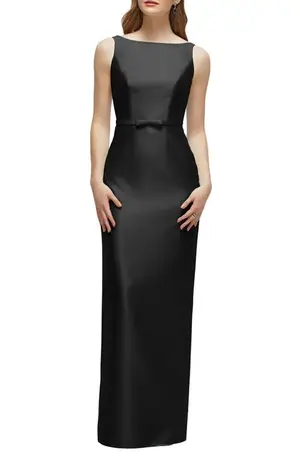 Alfred Sung Sleeveless Satin Twill Column Gown - Black