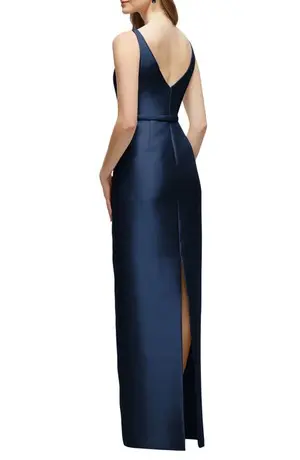 Alfred Sung Sleeveless Satin Twill Column Gown - Midnight