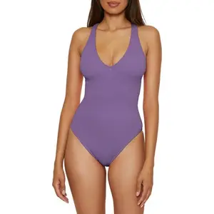 BCA BY REBECCA VIRTUE Ribbed One-piece Swimsuit - Amethyst