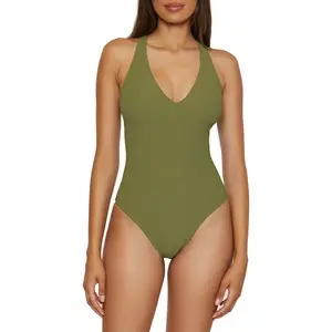 BCA BY REBECCA VIRTUE Ribbed One-piece Swimsuit - Army