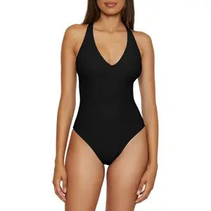 BCA BY REBECCA VIRTUE Ribbed One-Piece Swimsuit Black