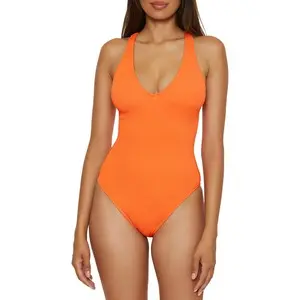 BCA BY REBECCA VIRTUE Ribbed One-piece Swimsuit - Salmon