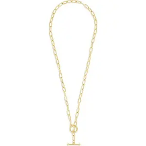 Sterling Forever Ledger Paper Clip Chain Toggle Necklace - Gold