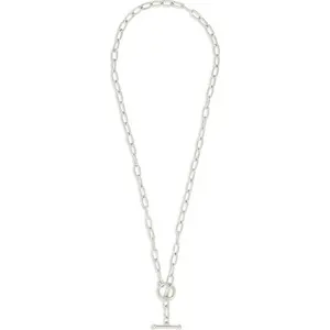 Sterling Forever Ledger Paper Clip Chain Toggle Necklace - Silver