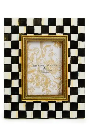 MACKENZIE-CHILDS Courtly Check Enameled Steel 4 X 6-inch Picture Frame - Black/ White