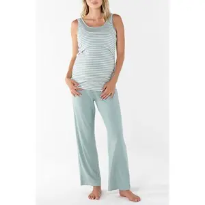 ANGEL MATERNITY Elar Maternity & Nursing 2-piece Sleepwear Set For New Moms - Green