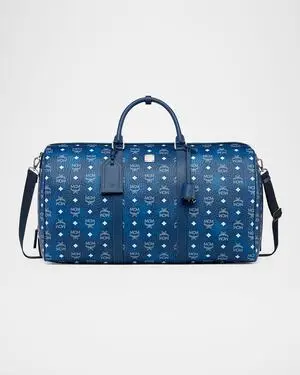 Mcm Ottomar Xl Visetos Weekender Duffel Bag - Blue Visetos